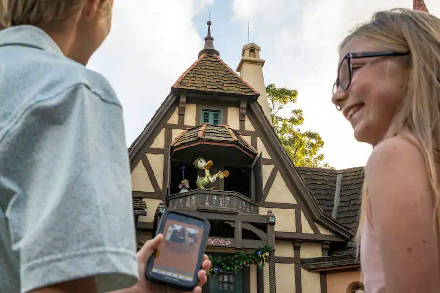 Interactive Ducktales game inside Epcot’s World showcase